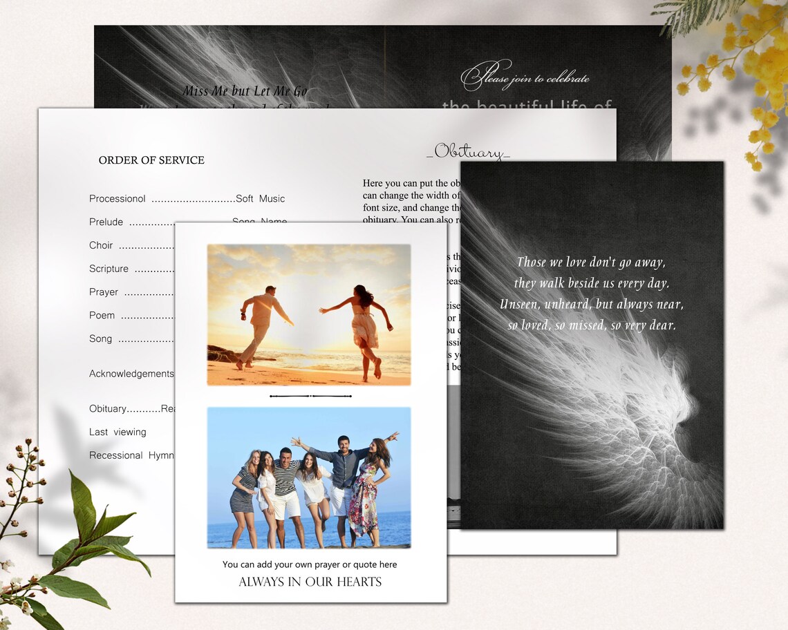 Angel Wings Funeral Program for Women Program Obituary - Etsy