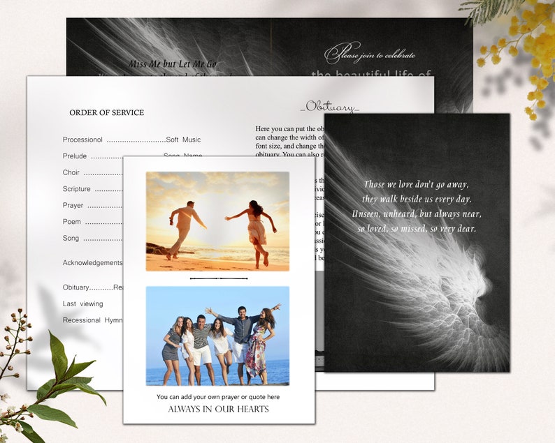 Angel Wings Funeral Program for Women Program Obituary - Etsy