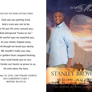 Gold Sunset Funeral Program Template | Beautiful Sunset Celebrating of ...