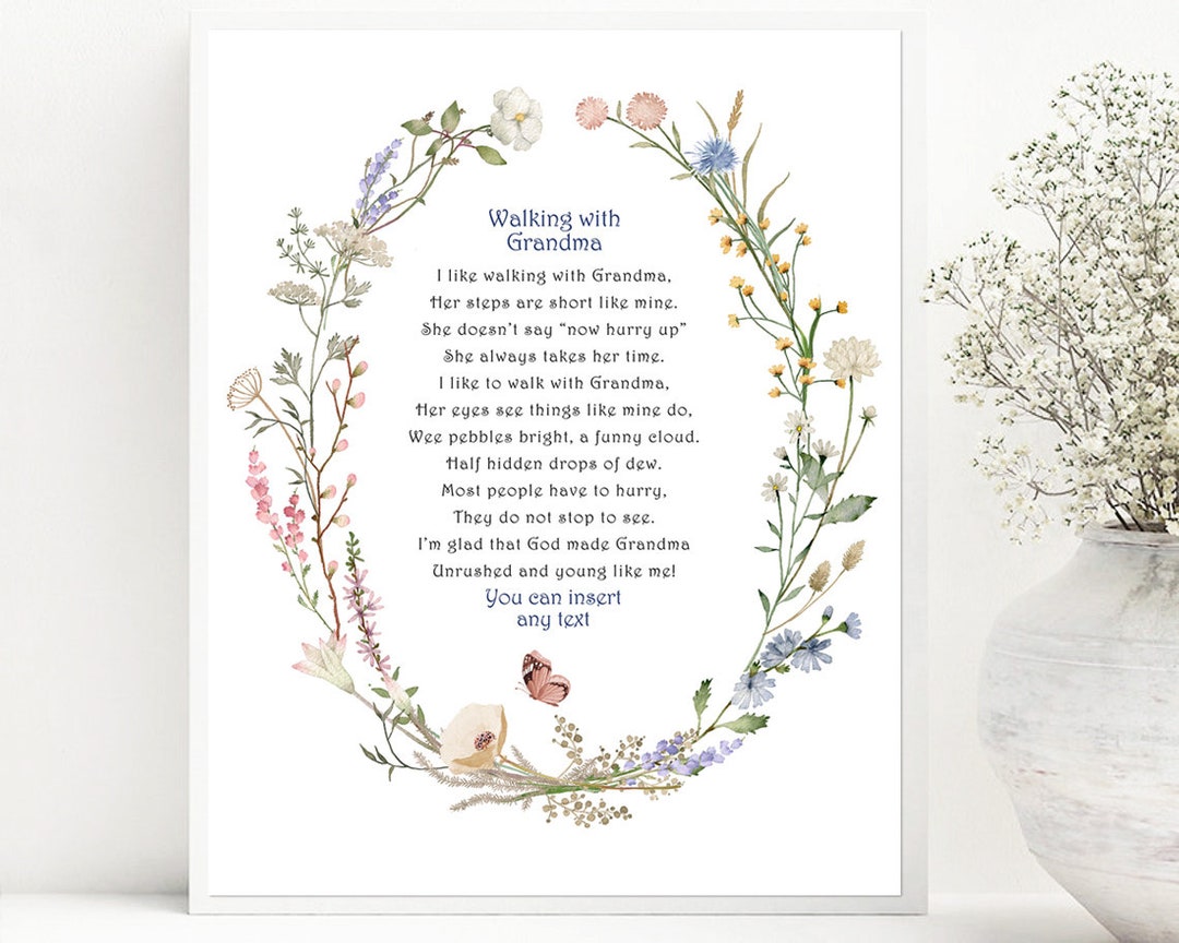 Poem for Grandma | Walking With Grandma | Customized Gift for Grandma ...