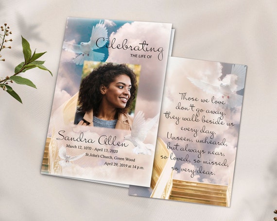 Funeral Program Template Sky for Women Celebration of Life - Etsy