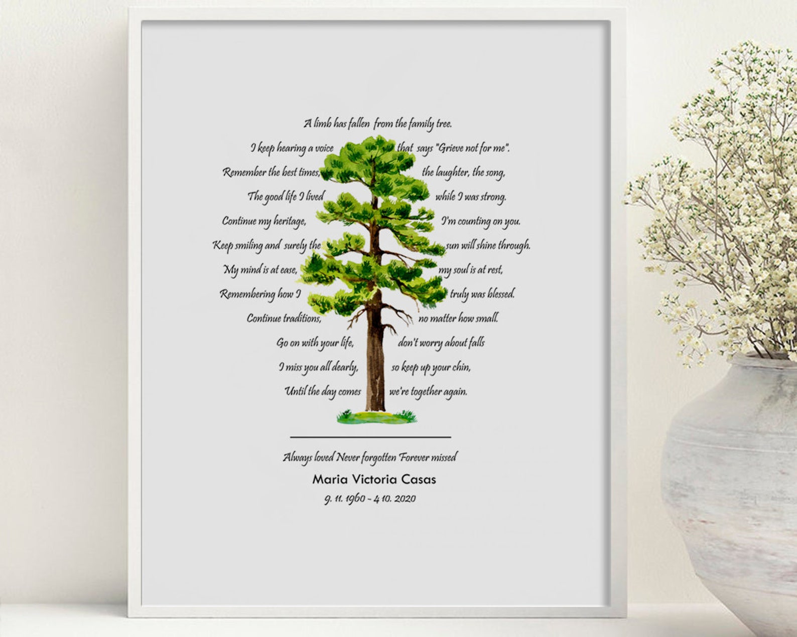 A Limb Has Fallen From the Family Tree Poem for Deceased in - Etsy