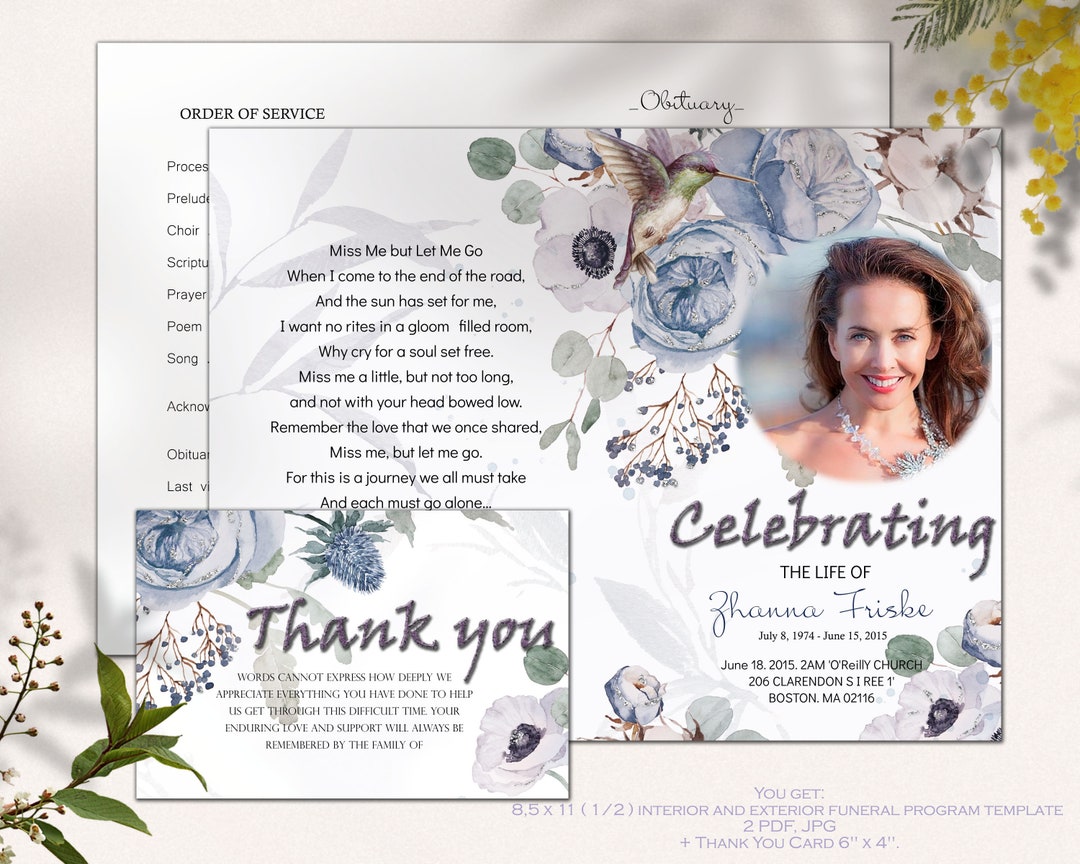 Delicate Funeral Program Template for Women, Celebration of Life ...