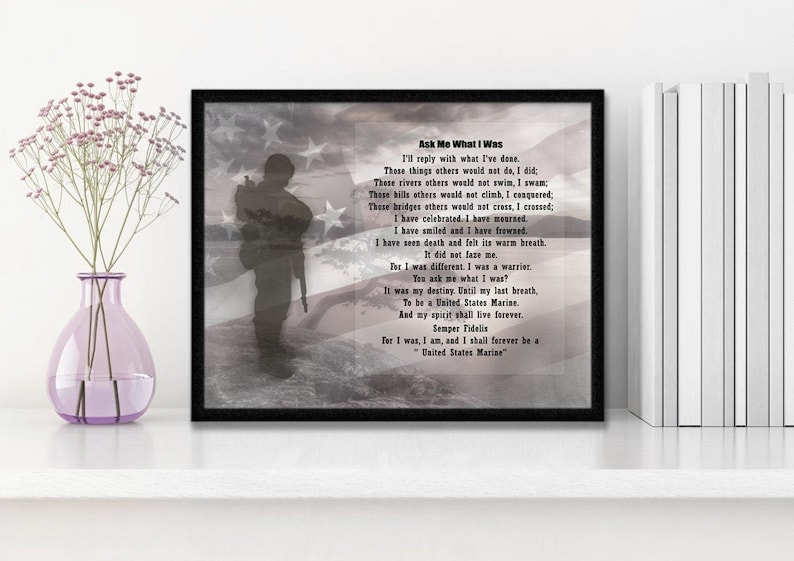 Army Poem Ask Me What I Was United States Marine Marine - Etsy
