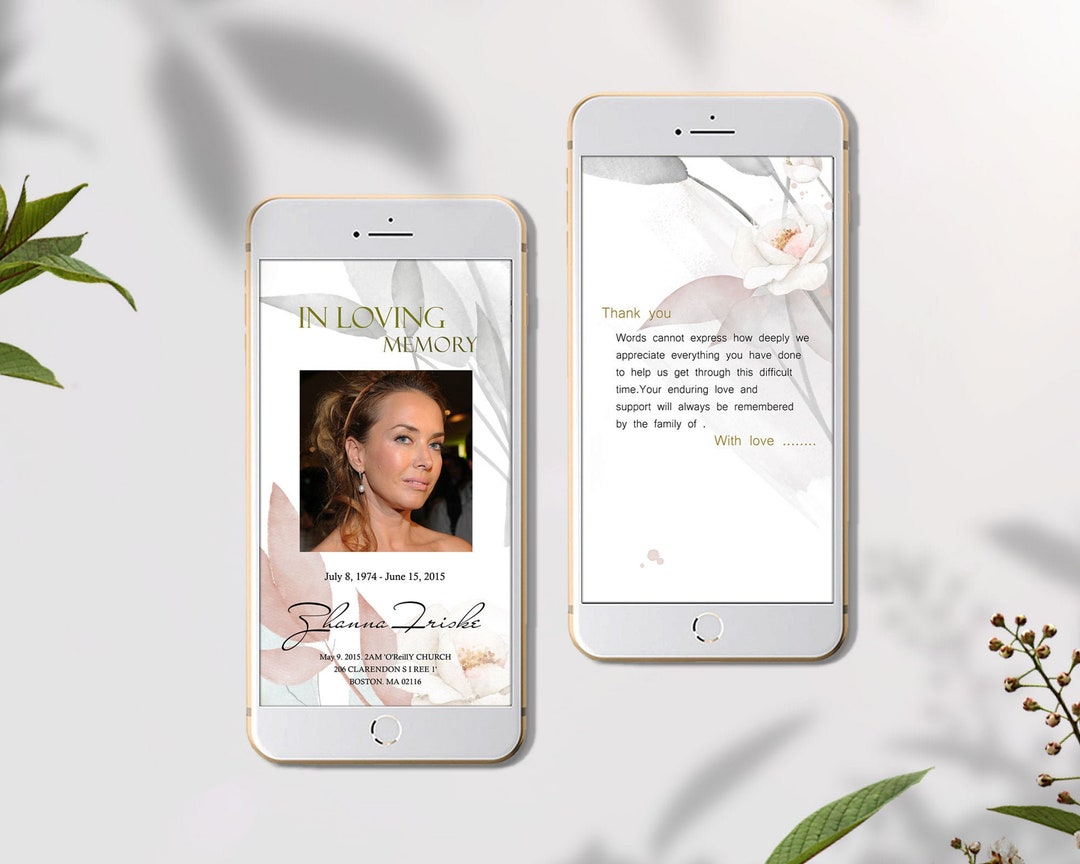 Digital Funeral Program Template for Women, Delicate Flowers Obituary ...