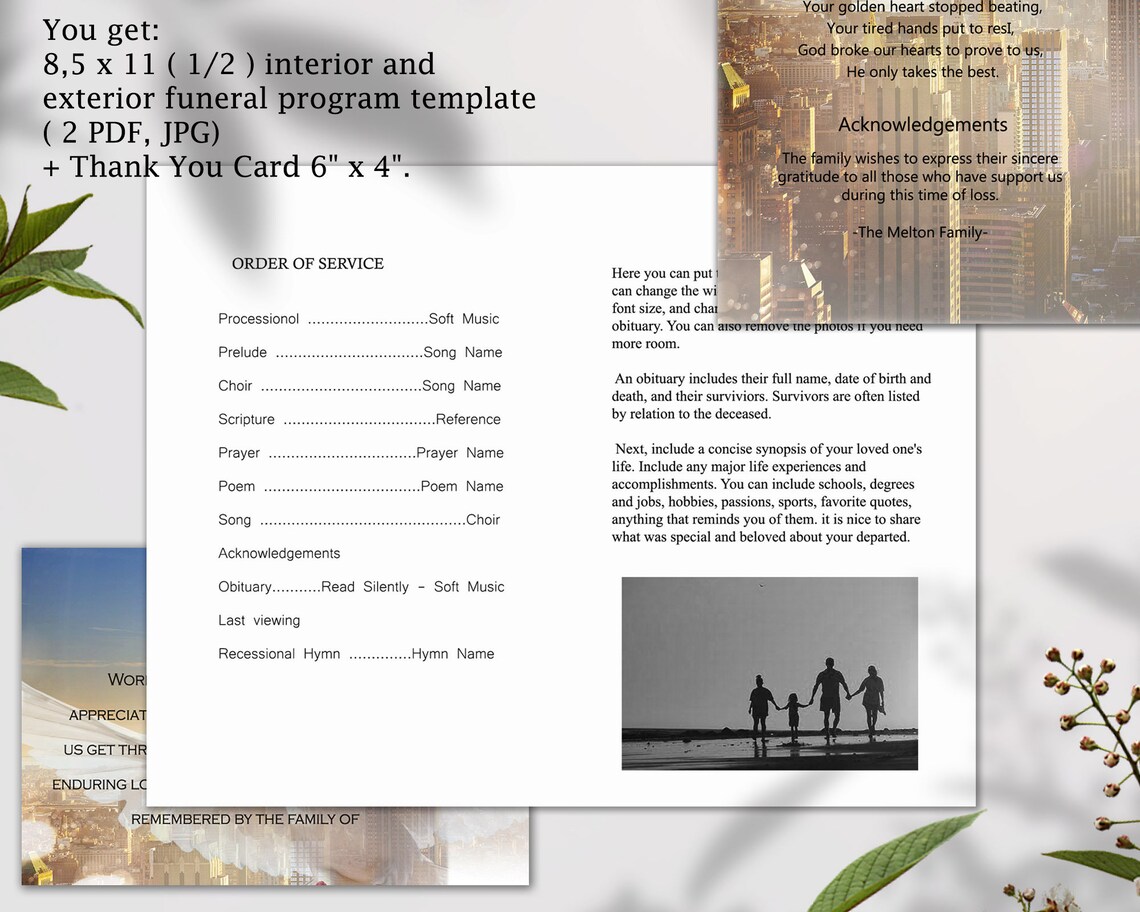 Funeral Program Template for Celebration of Life for Men - Etsy