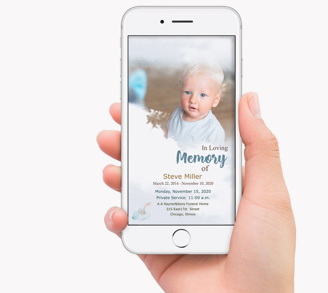 Baby or Child Digital Celebration of Life Invitation, Funeral Service ...