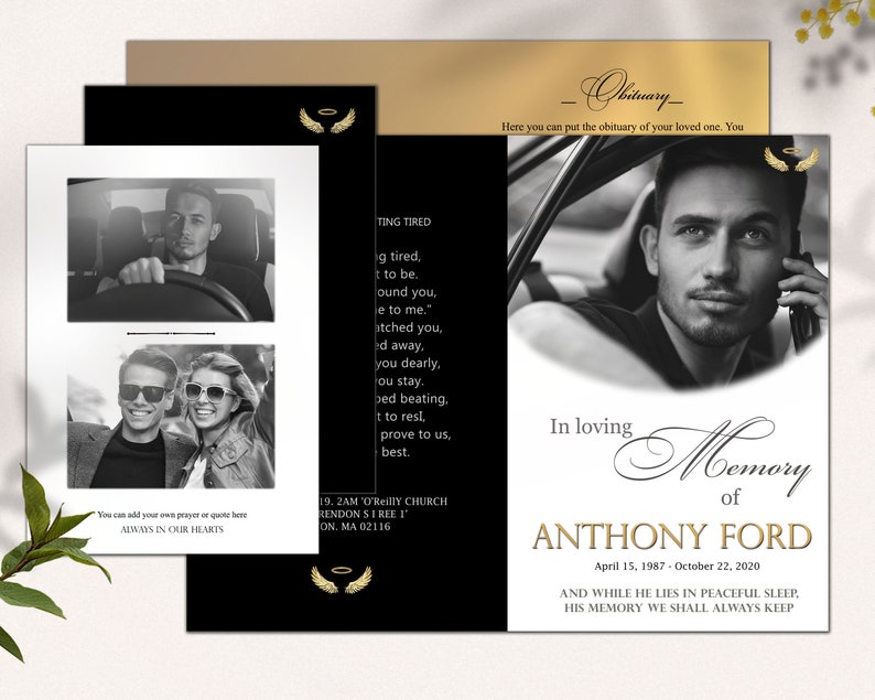 In Loving Memory Funeral Program Template for Young Man and - Etsy