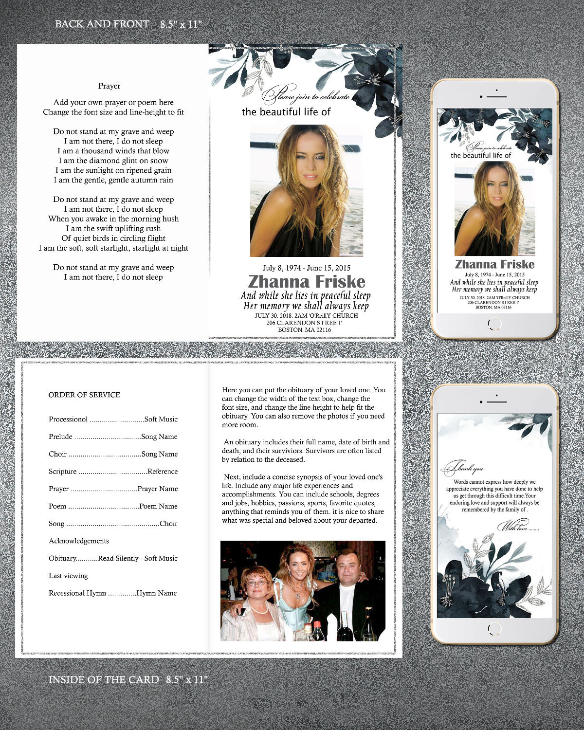 Funeral Announcement Woman Mom Grandma Woman Funeral Program - Etsy