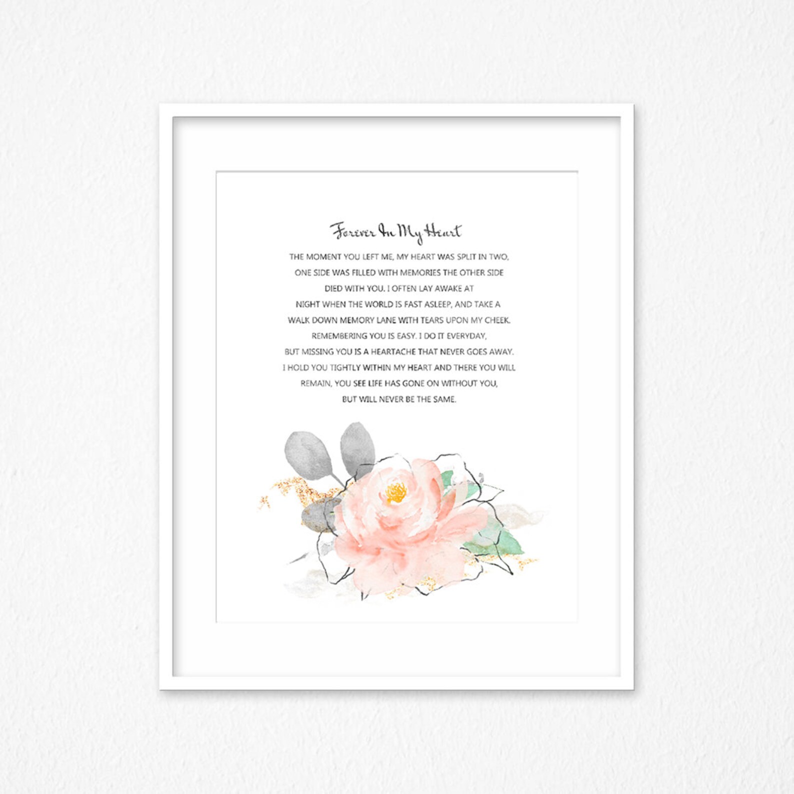 Memorial Poem the Moment You Left Me, Forever in My Heart, Memorial ...