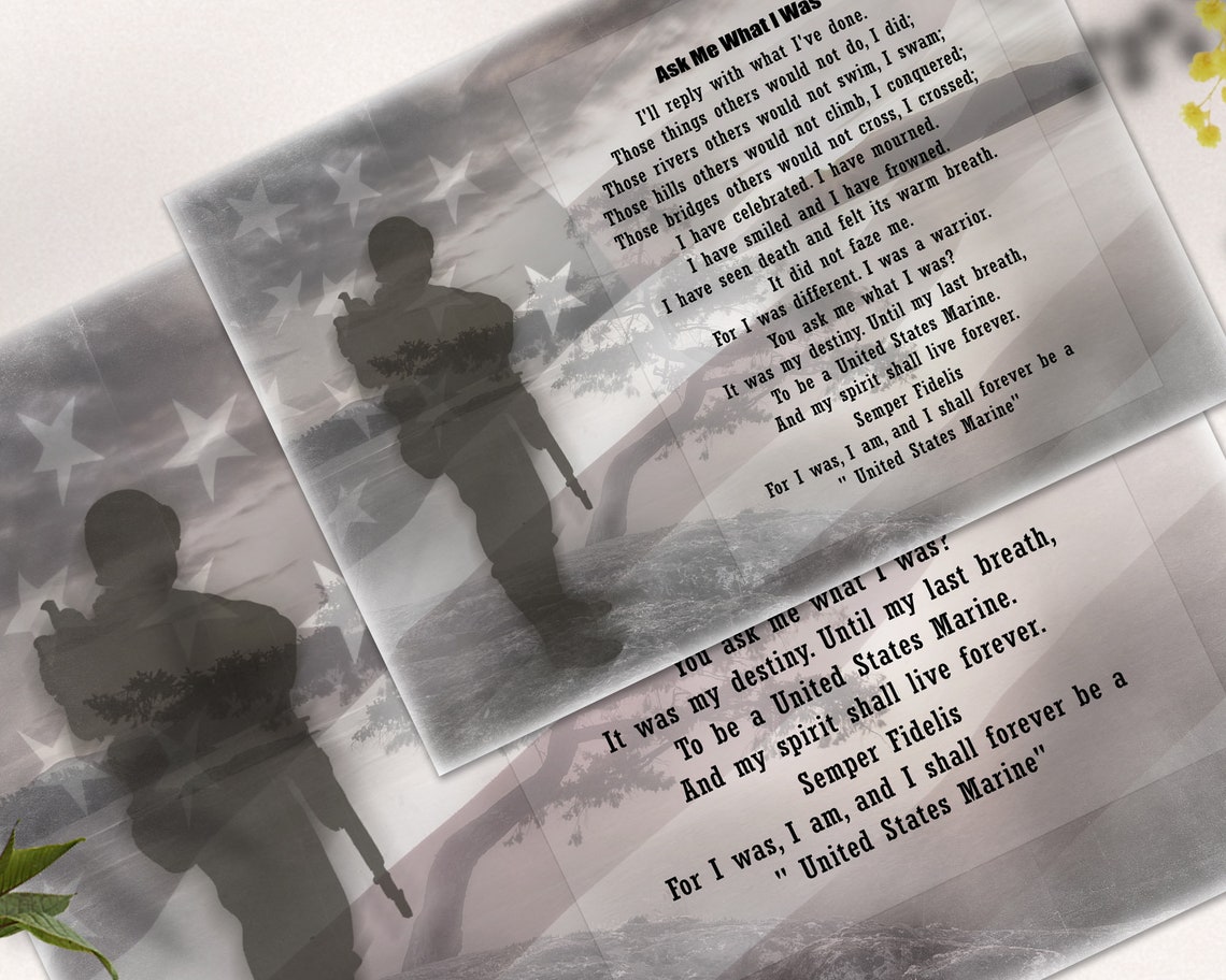 Army Poem Ask Me What I Was United States Marine Marine - Etsy