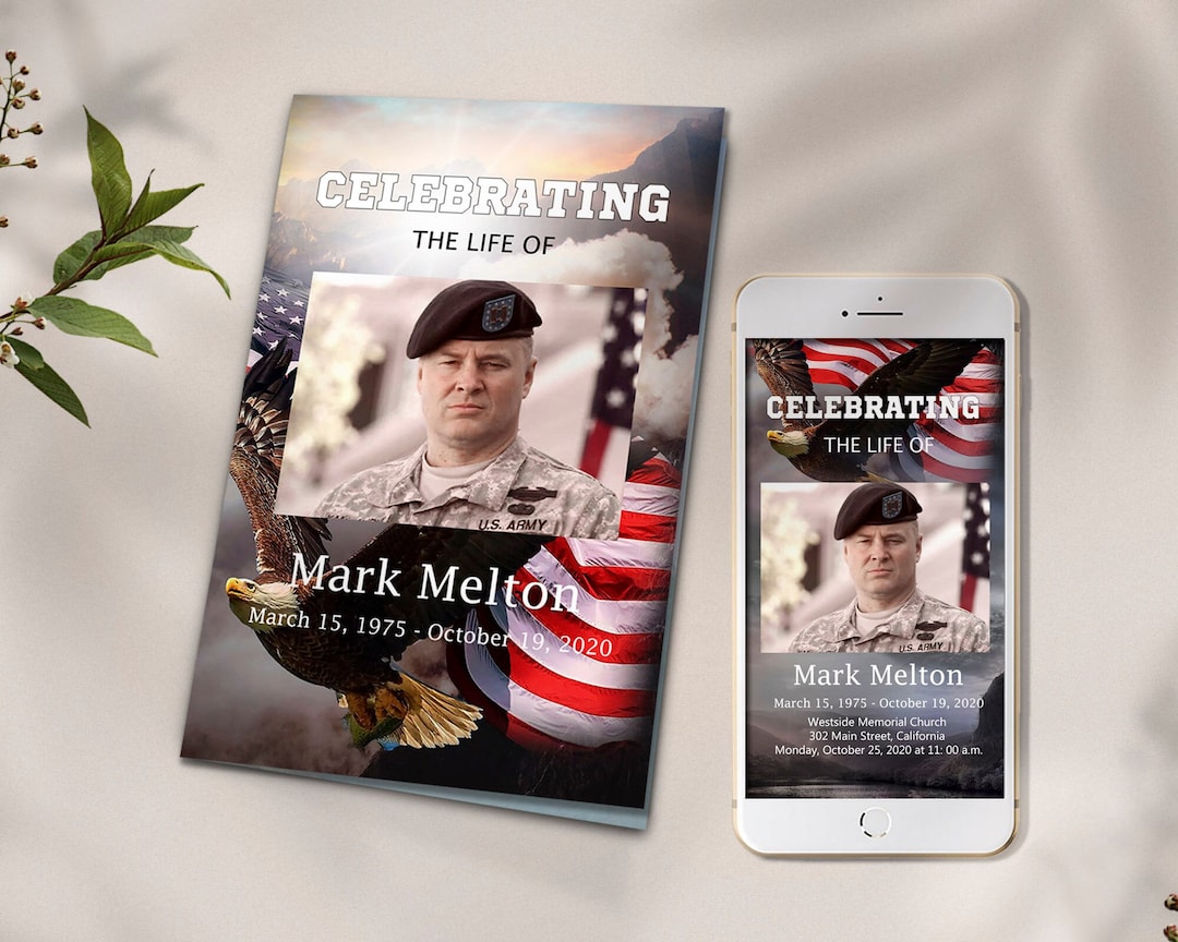 Military Obituary Program, Funeral Card Military, American Marine ...