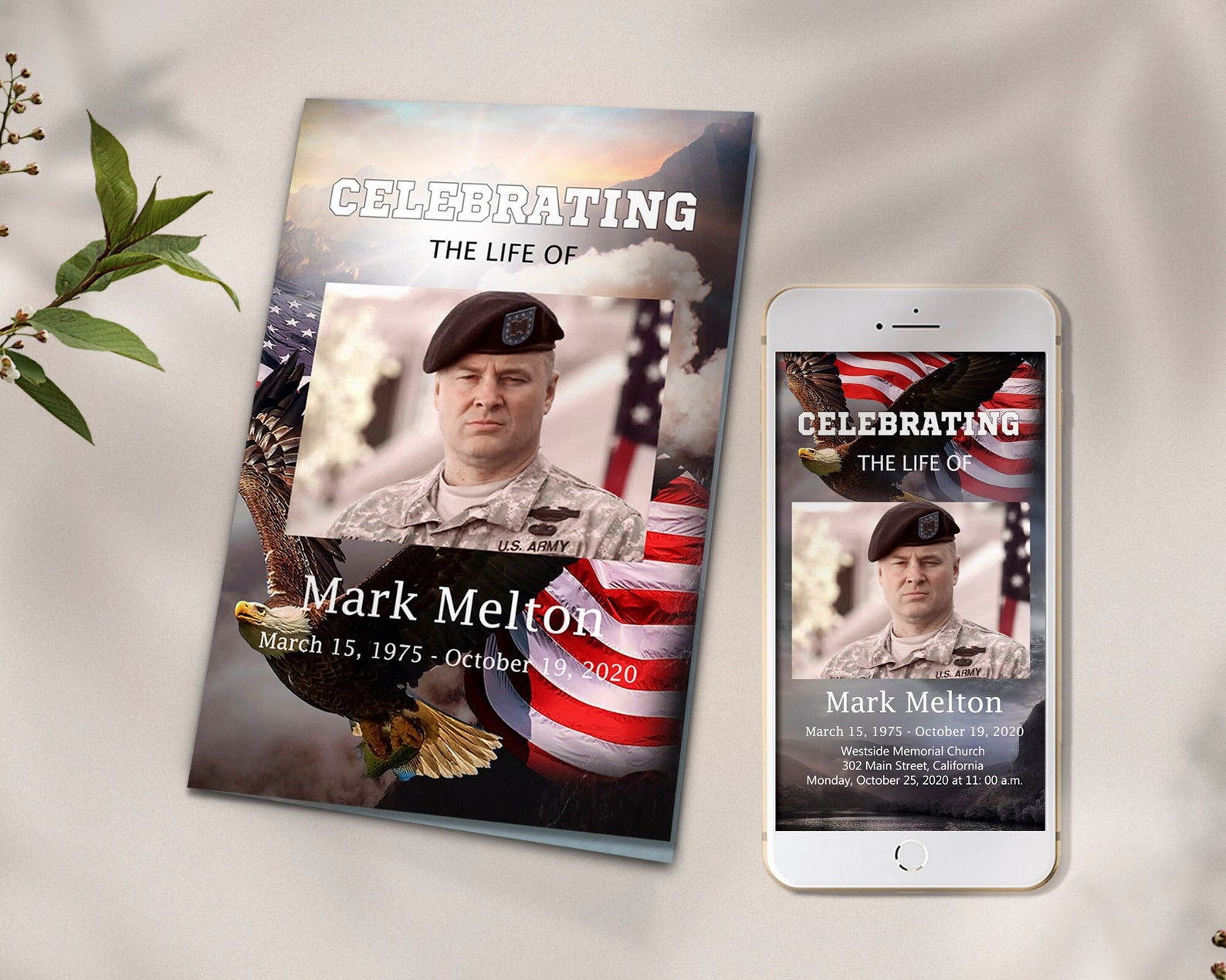 Military Obituary Program, Funeral Card Military, American Marine ...