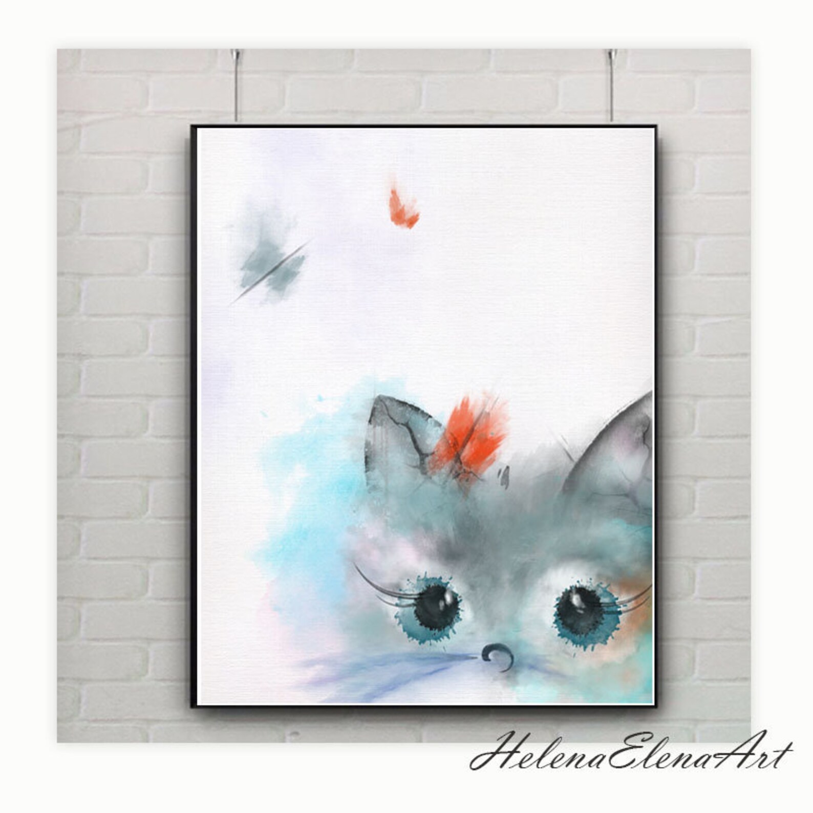 Poster Instant Download, Watercolor Cat, Cat Wall Art, Cat Wall Decor ...