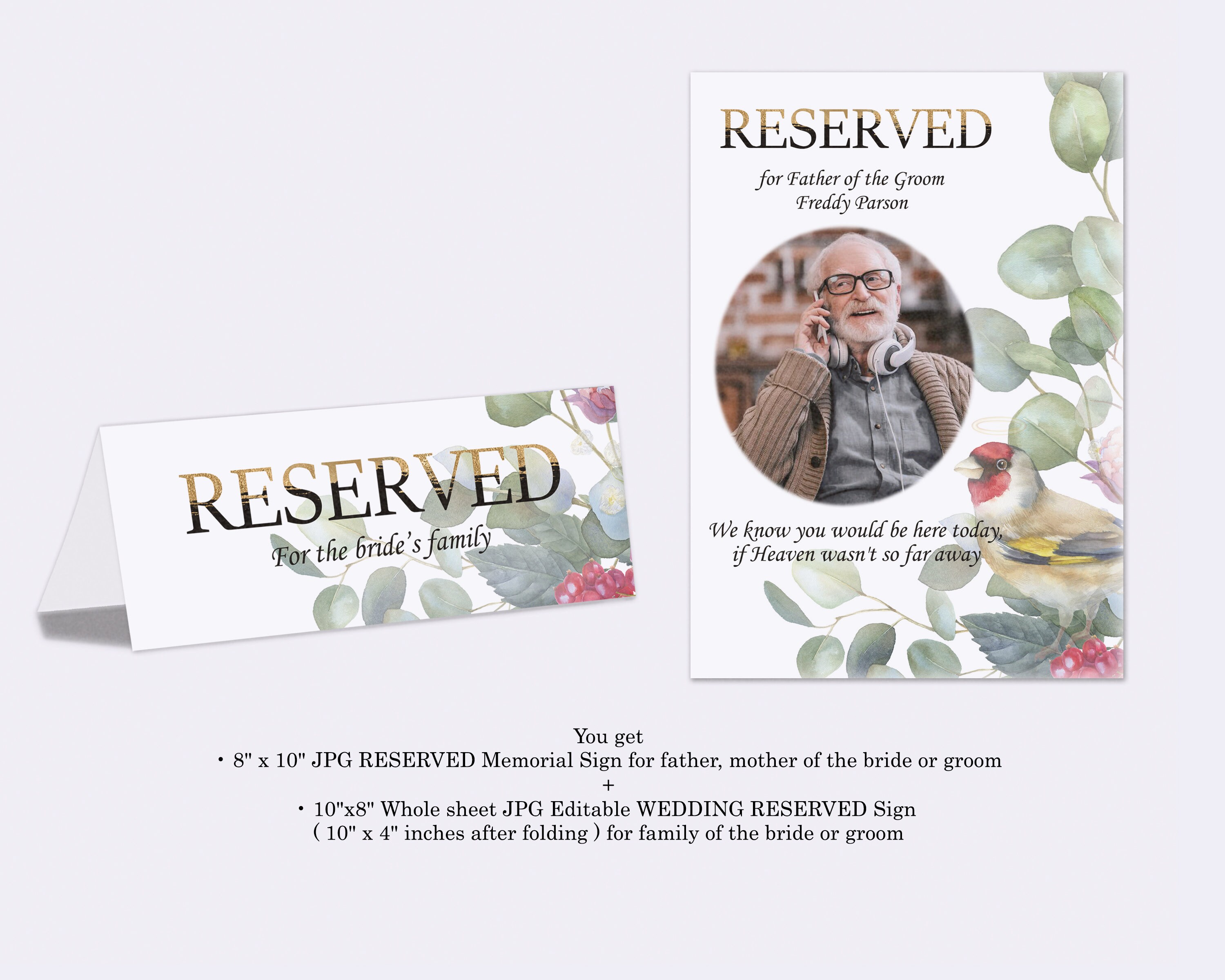 Personalised reserved seat table sign template Eucalyptus | Etsy