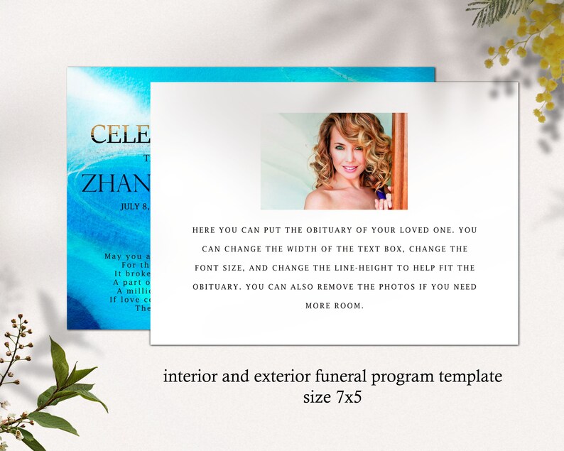 Blue Funeral Program Template for Men Women in Loving Memory - Etsy