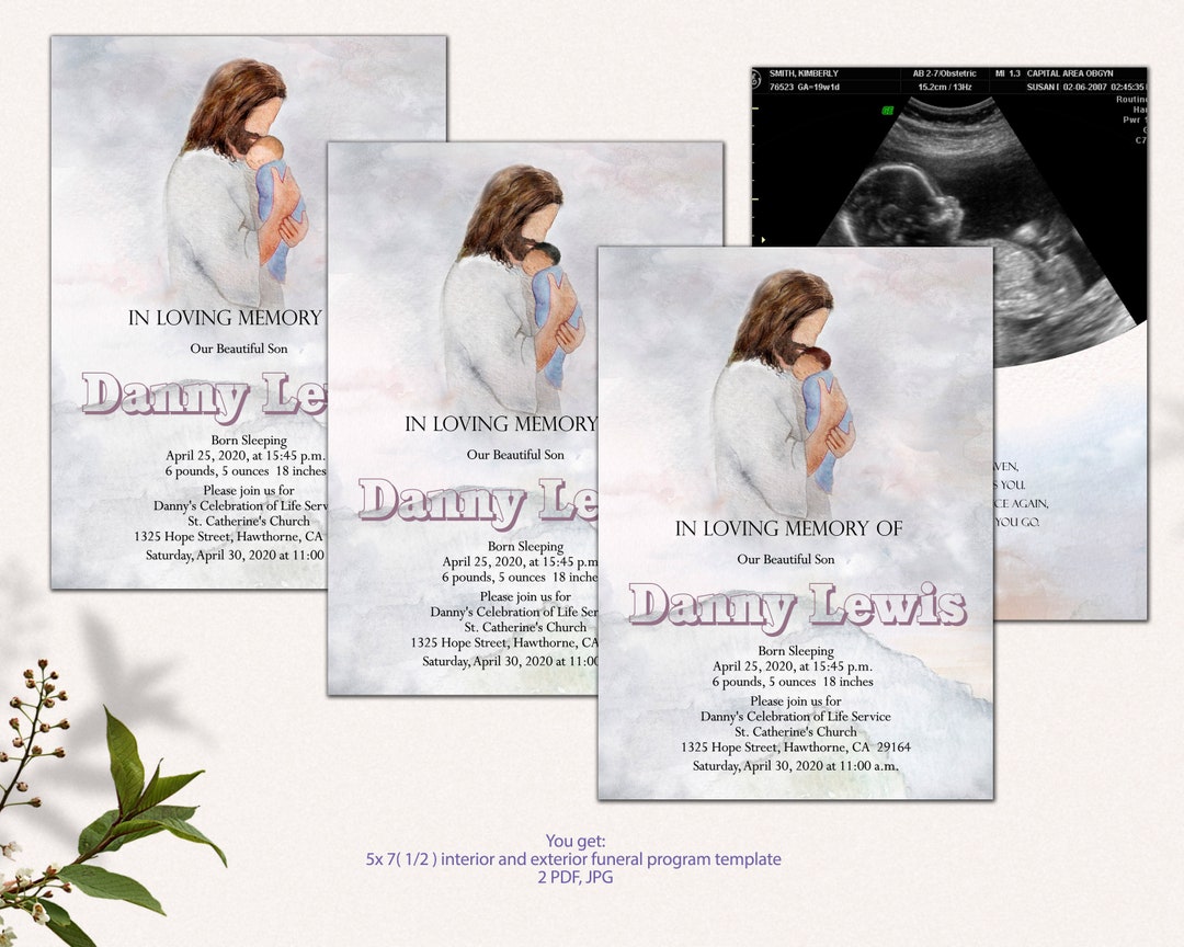 Baby Boy Loss, Funeral Service Program Template for Baby Boy, Forever ...