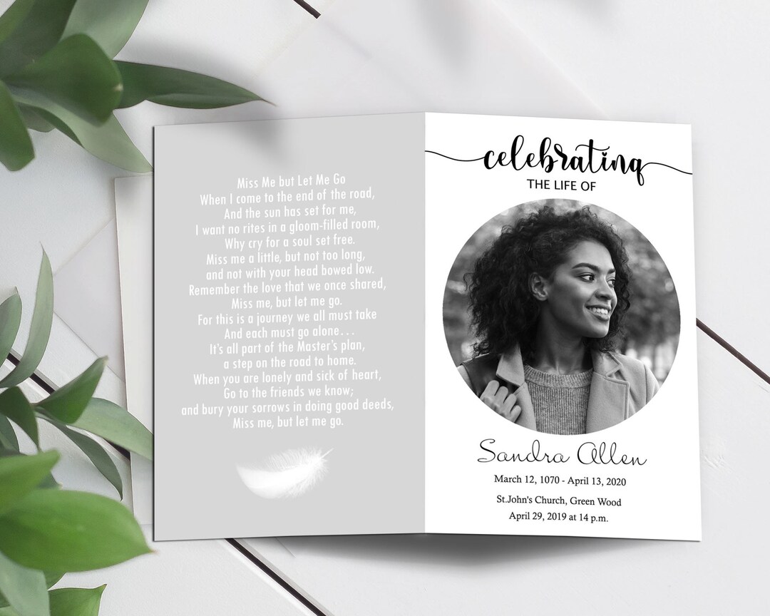 Funeral Program Black and White for Women, Celebration of Life, Black ...