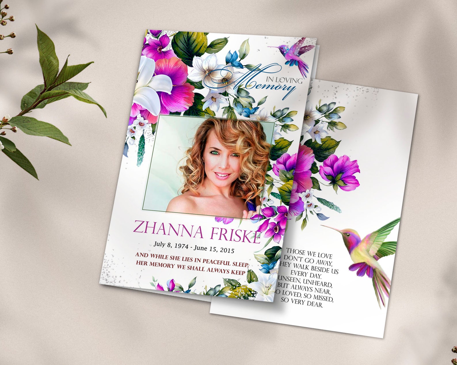 Funeral Program With Bright Pink Flowers for Women Memorial | Etsy