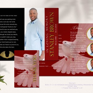 Red and Black Editable Funeral Program Template | Red and Black ...