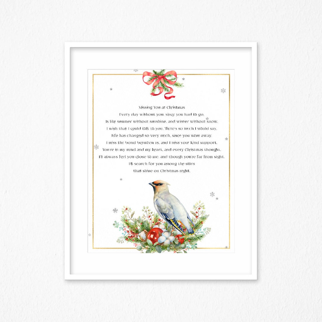Missing You at Christmas Poem, Christmas Verse in Loving Memory, Loss ...