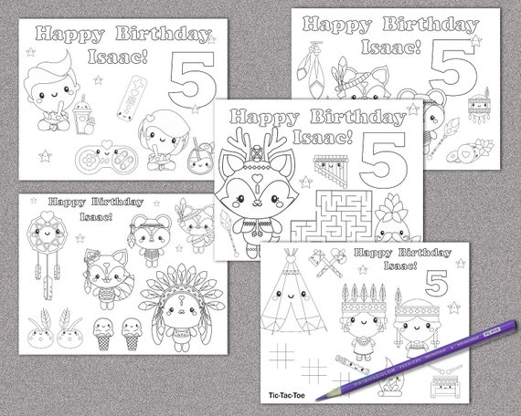 Personalized Birthday Party Coloring Pages 2nd 3rd 4 5 6 Th | Etsy