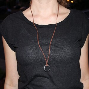 Uncharted Ring Necklace: Sic Parvis Magna Pendant, Faux Leather Cord - Etsy