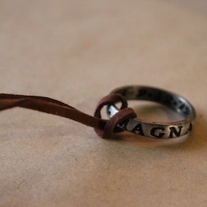 Uncharted Ring Necklace: Sic Parvis Magna Pendant, Faux Leather Cord - Etsy