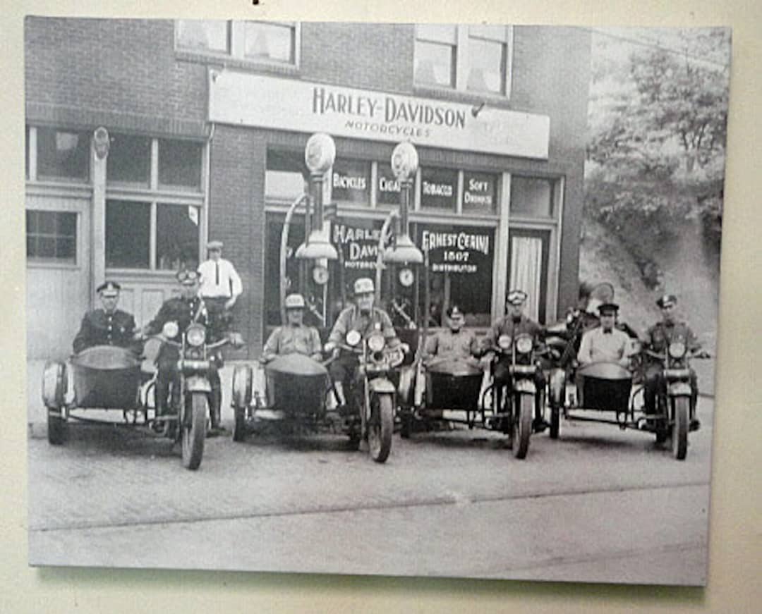 Harley Davidson Vintage Early Dealership Photo. on Canvas - Etsy