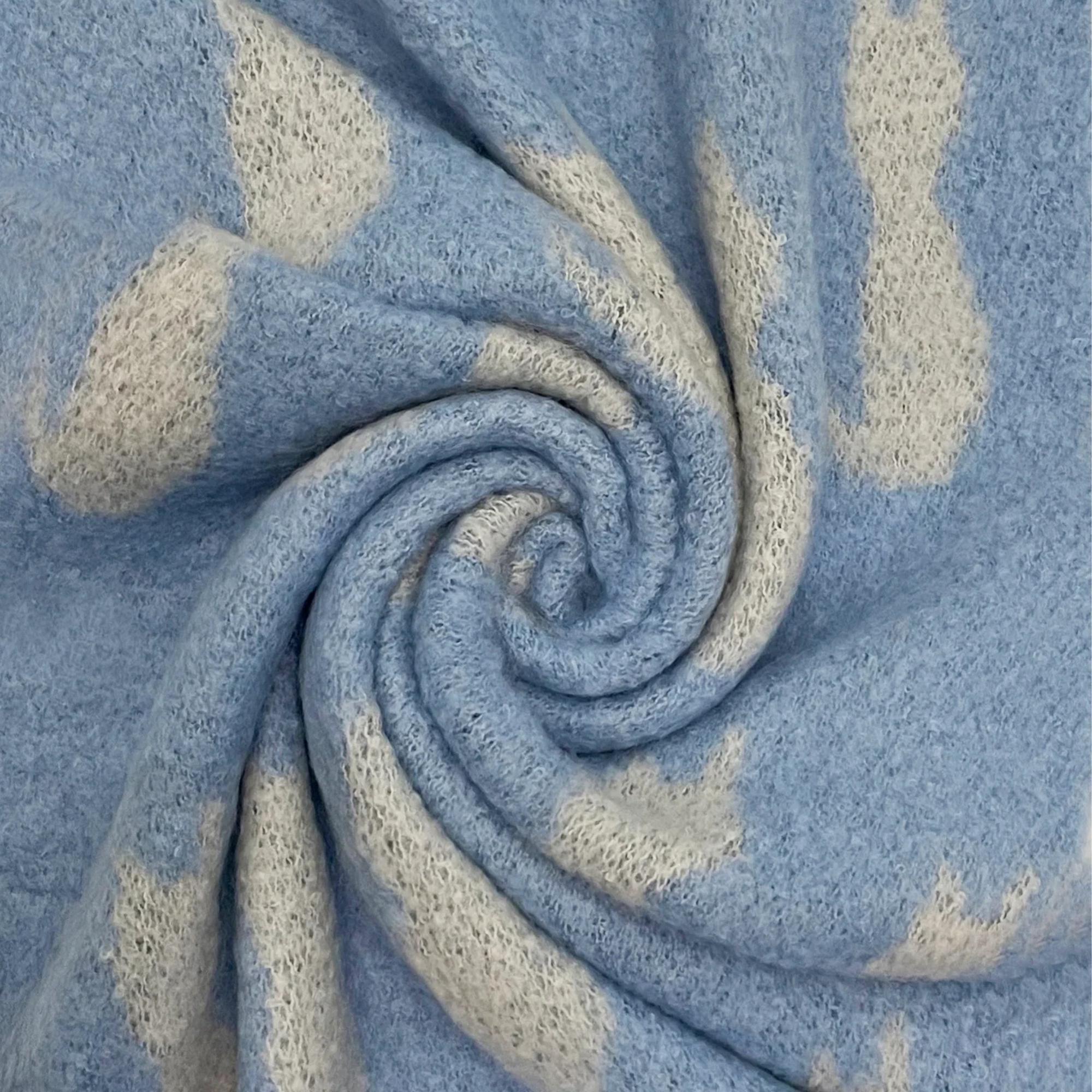 Cat Print Wool Mix Scarf in Powder Blue, Pretty and Warm. Includes ...
