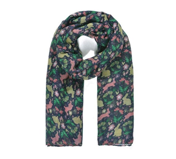 Rabbit Print Scarf in Navy Perfect Bunny Inspired Gift - Etsy