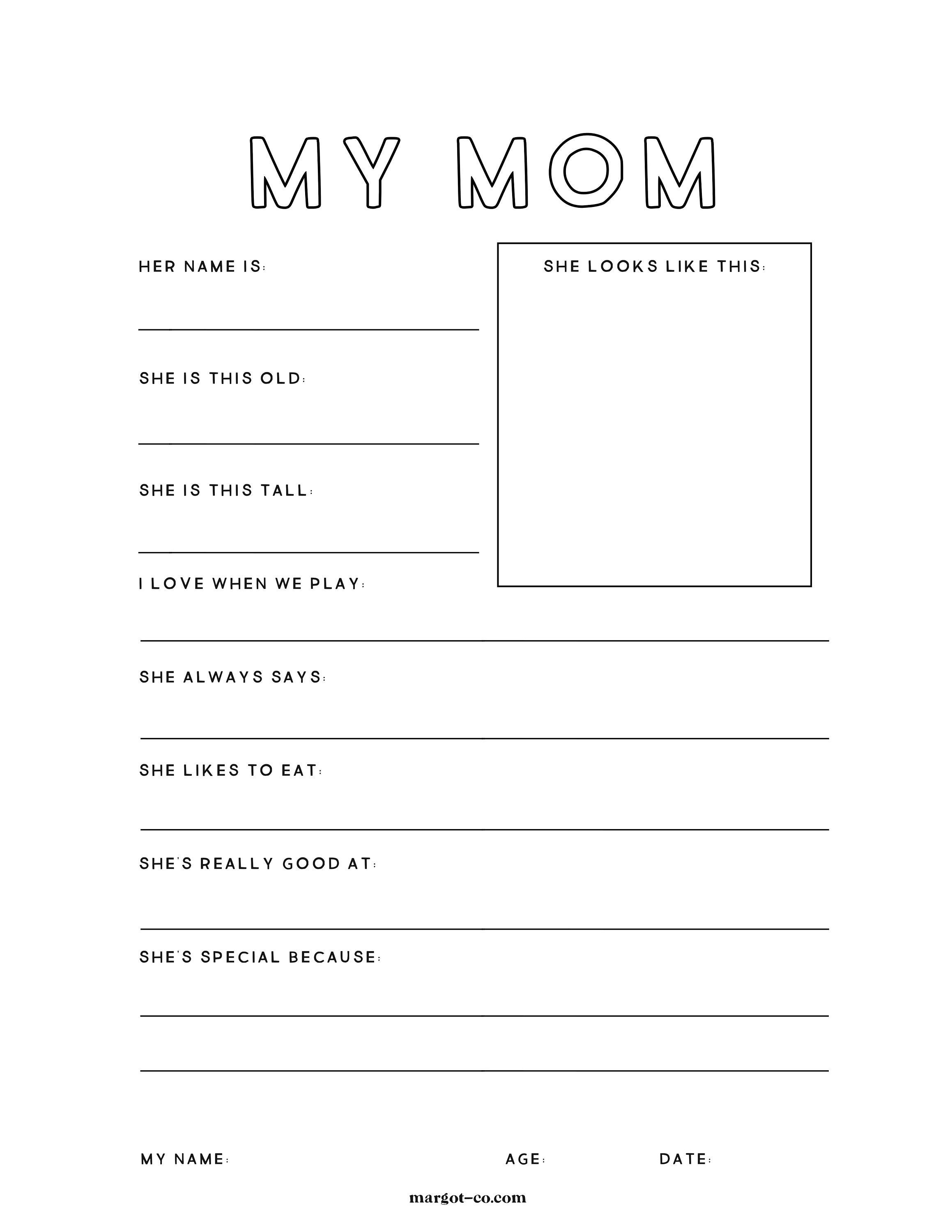 My Mom Kids Question Sheet Printable - Etsy