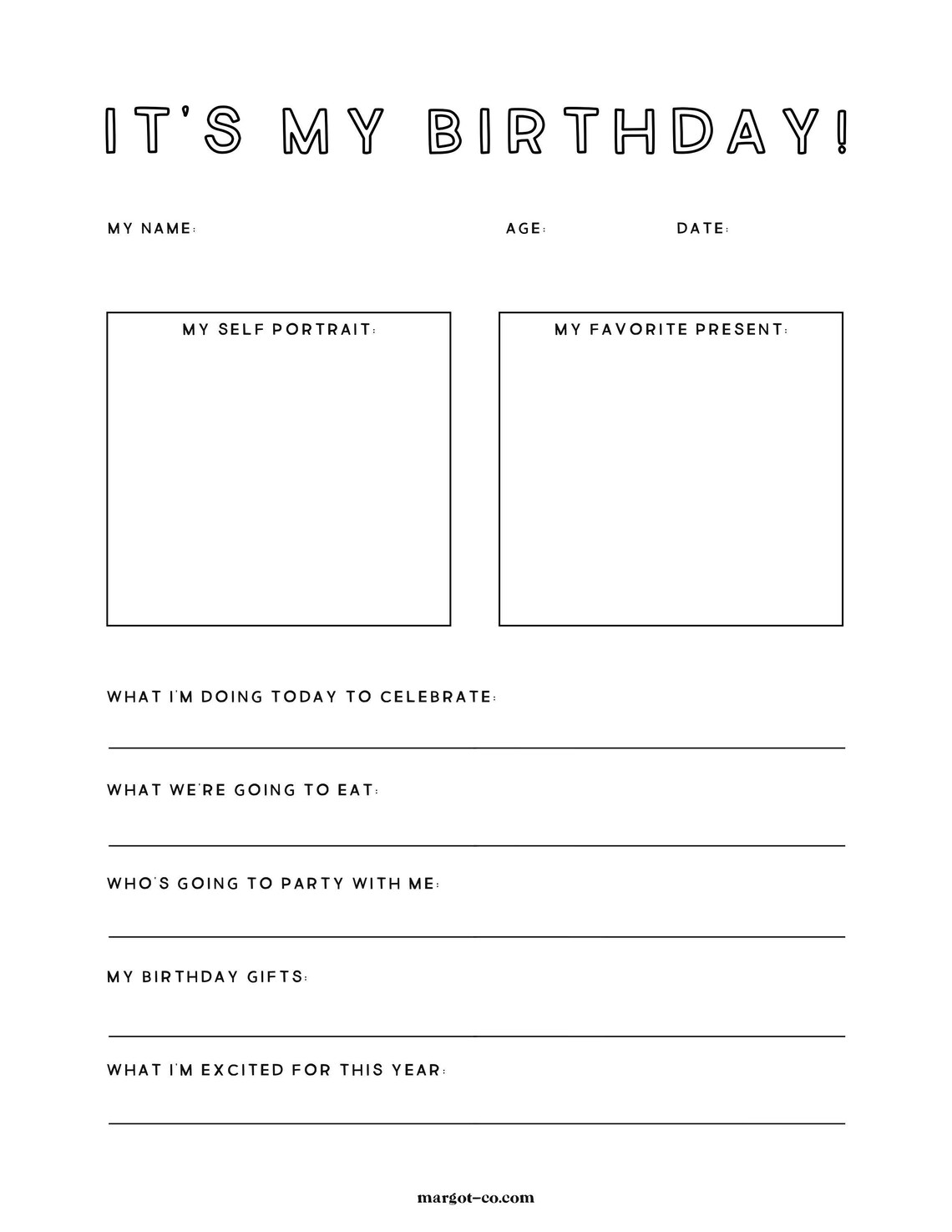 It's My Birthday Kids Printable - Etsy