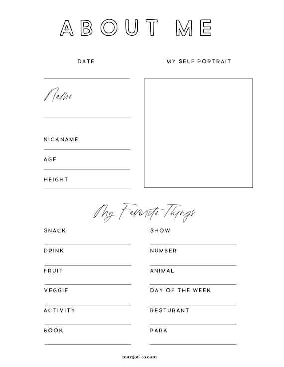 All About Me Questions For Kids