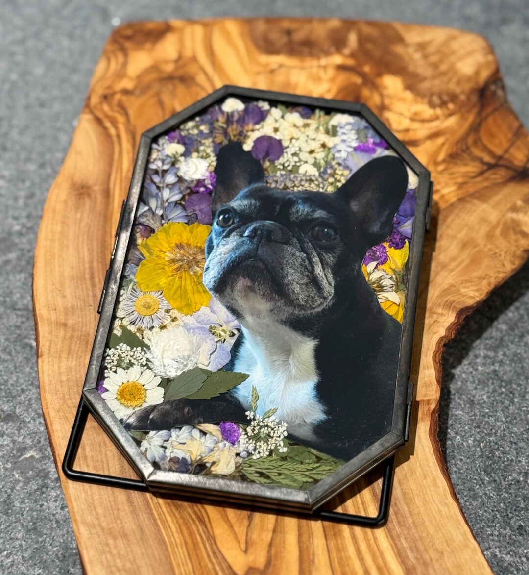 Custom Floral Pet Memorial Frame – Personalized Pet Portrait With ...