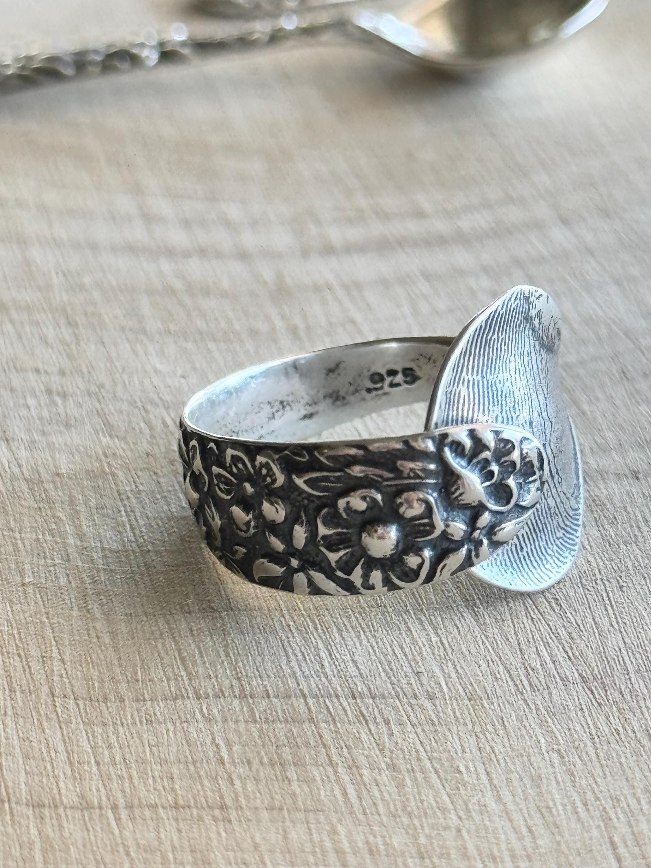 Sterling Silver Spoon Ring | Upcycled Vintage Salt Spoon, Adjustable - Etsy