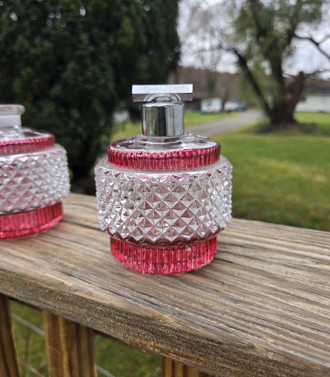 Vintage Perfume Bottle Diamond Point Ruby Red - Etsy