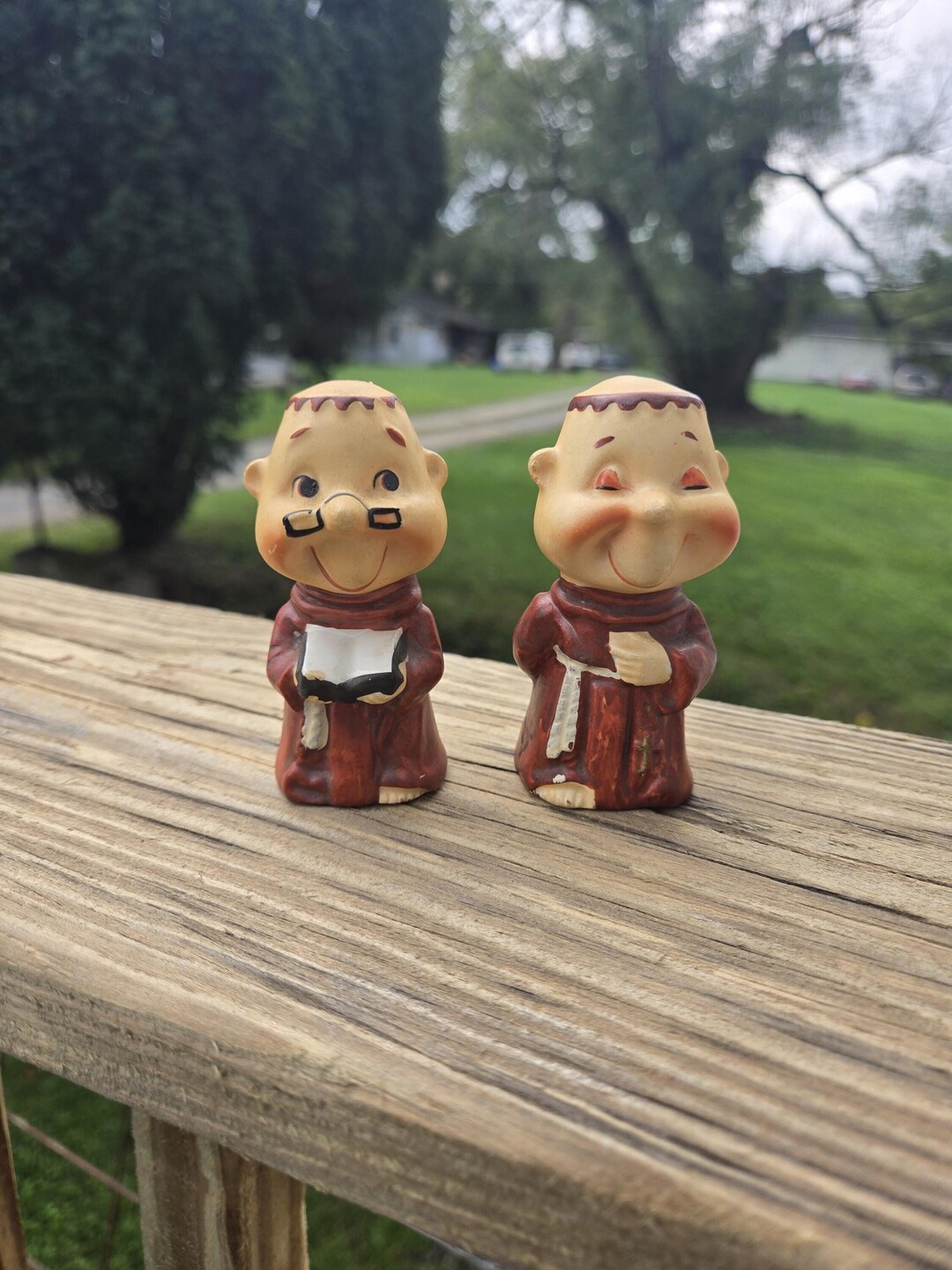 Vintage Monk Salt and Pepper Shakers Set Ceramic - Etsy