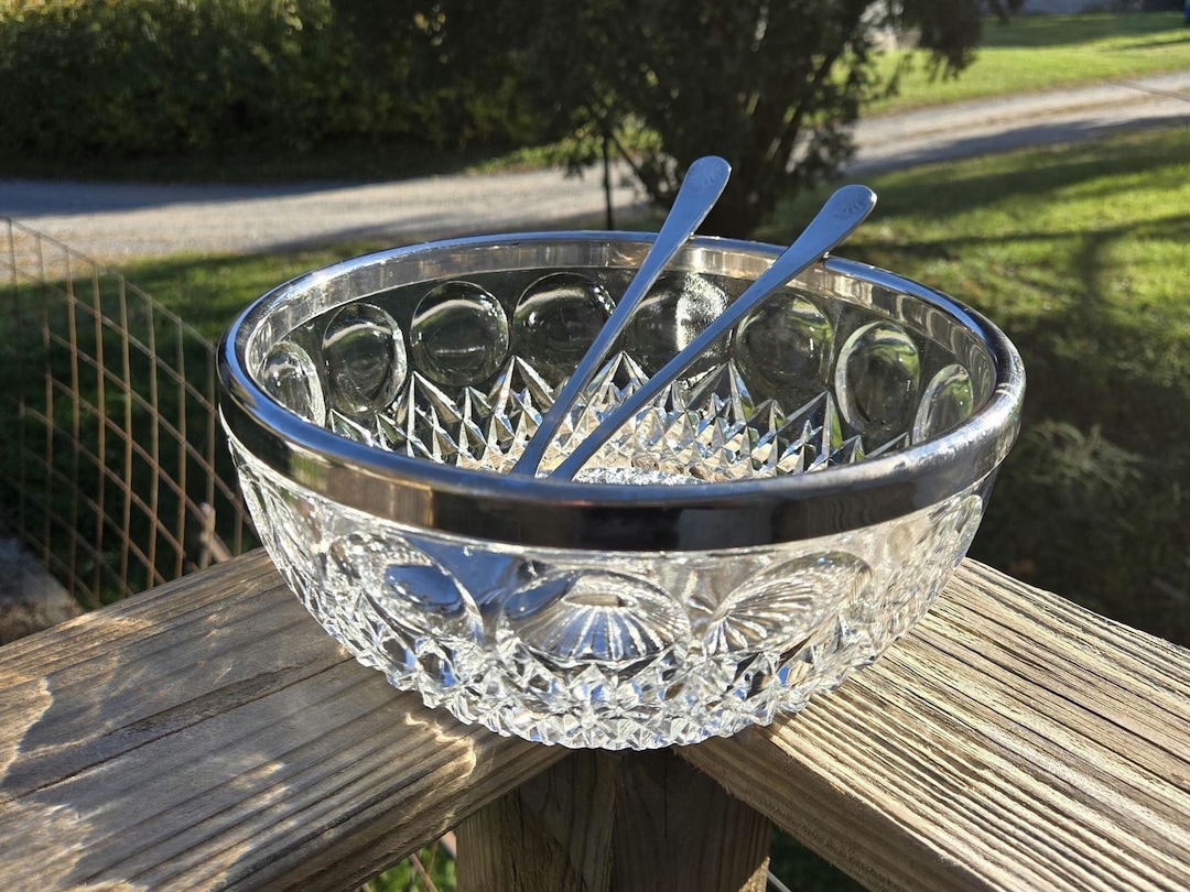 Vintage Crystal & Silverplate Serving Set Made in Italy - Etsy