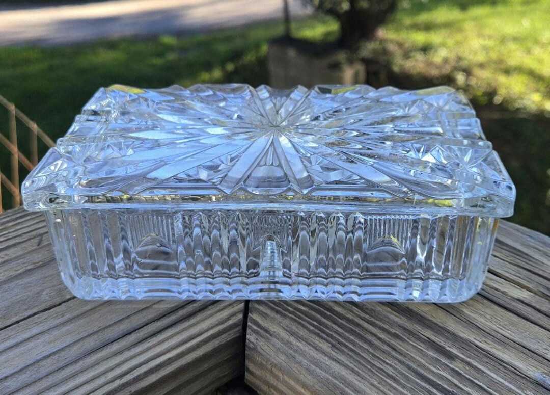 Vintage Cigarette Box Divided Pressed Glass Box - Etsy