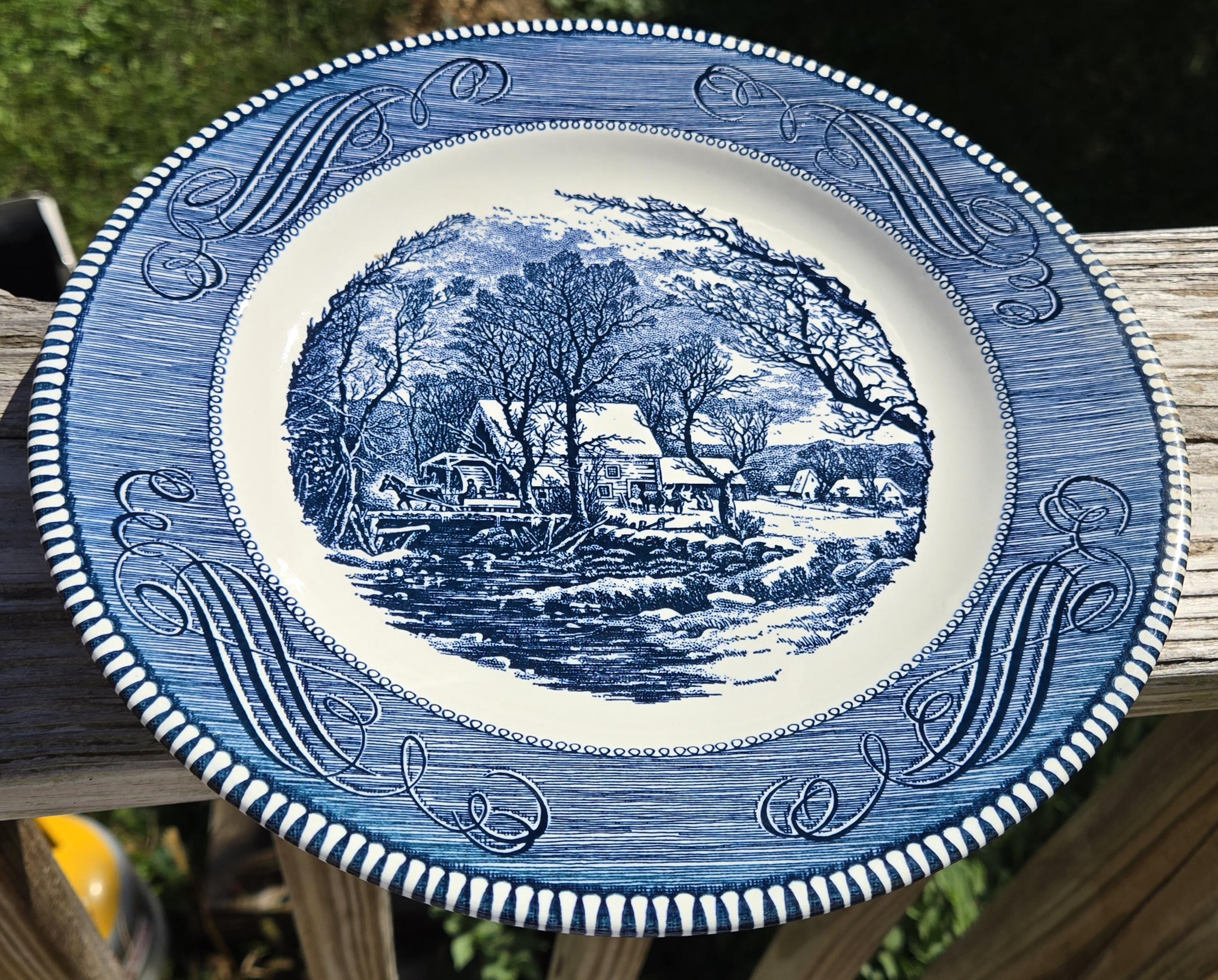 2 Vintage Plates Royal China Currier & Ives the Grist Mill Transferware ...