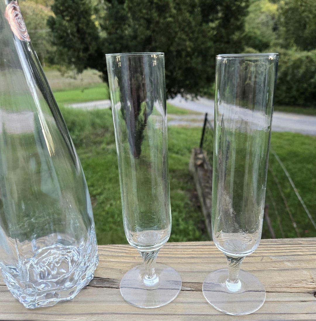 2 Vintage Crystal Champagne Flutes / Beer Glasses - Etsy