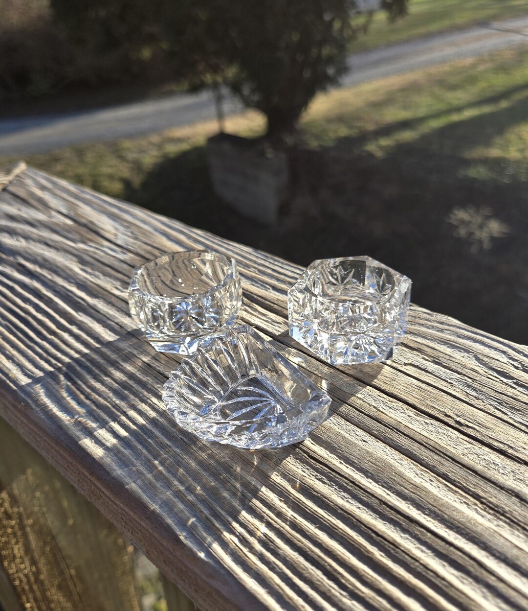 3 Vintage Crystal Open Salt Dips - Etsy