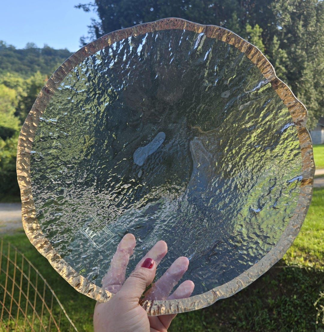 Crystal and 10K Gold Basin, 1950's Mid Century Ivv Glacier Ice Italian ...