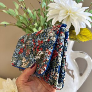 Floral Trifold Wallet, Florals, Wildflowers, Red and Blue, Snap Closure ...