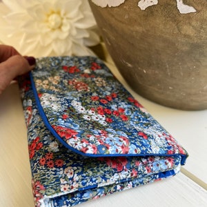 Floral Trifold Wallet, Florals, Wildflowers, Red and Blue, Snap Closure ...