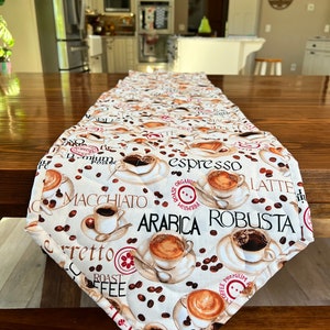Handmade Quilted Coffee Table Runner, Home Decor, Coffee Themed Kitchen ...