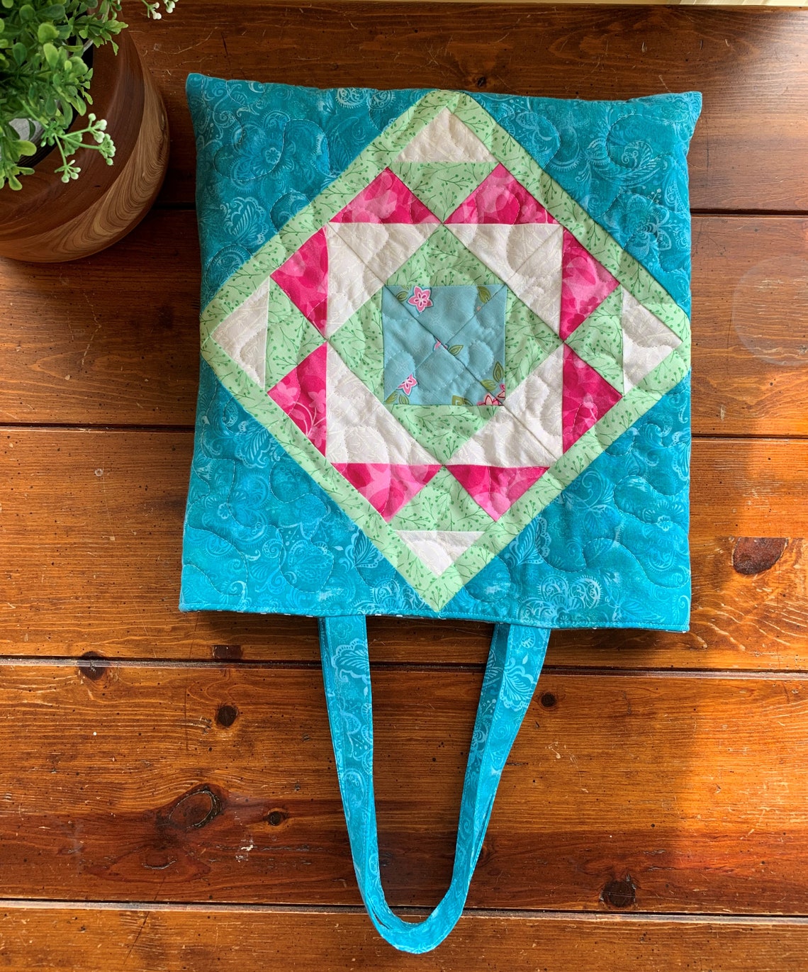 Colorful Color Block Bright Quilted Tote Bag Padded Gray | Etsy
