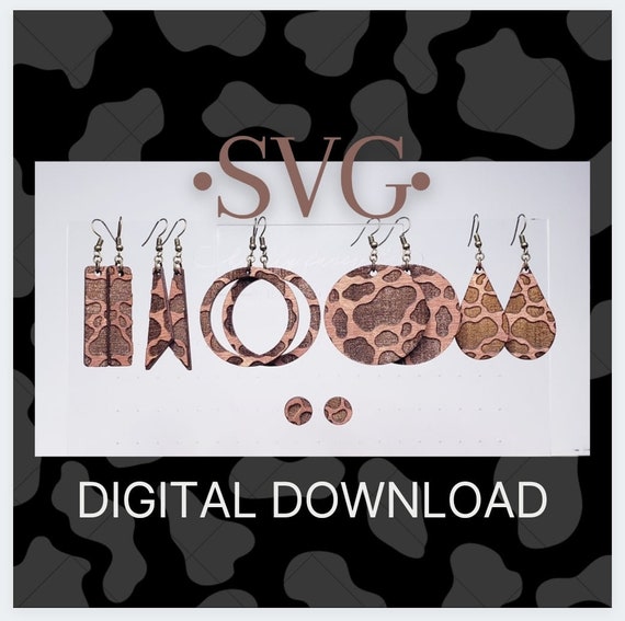 Cow Print Earring SVG | Etsy