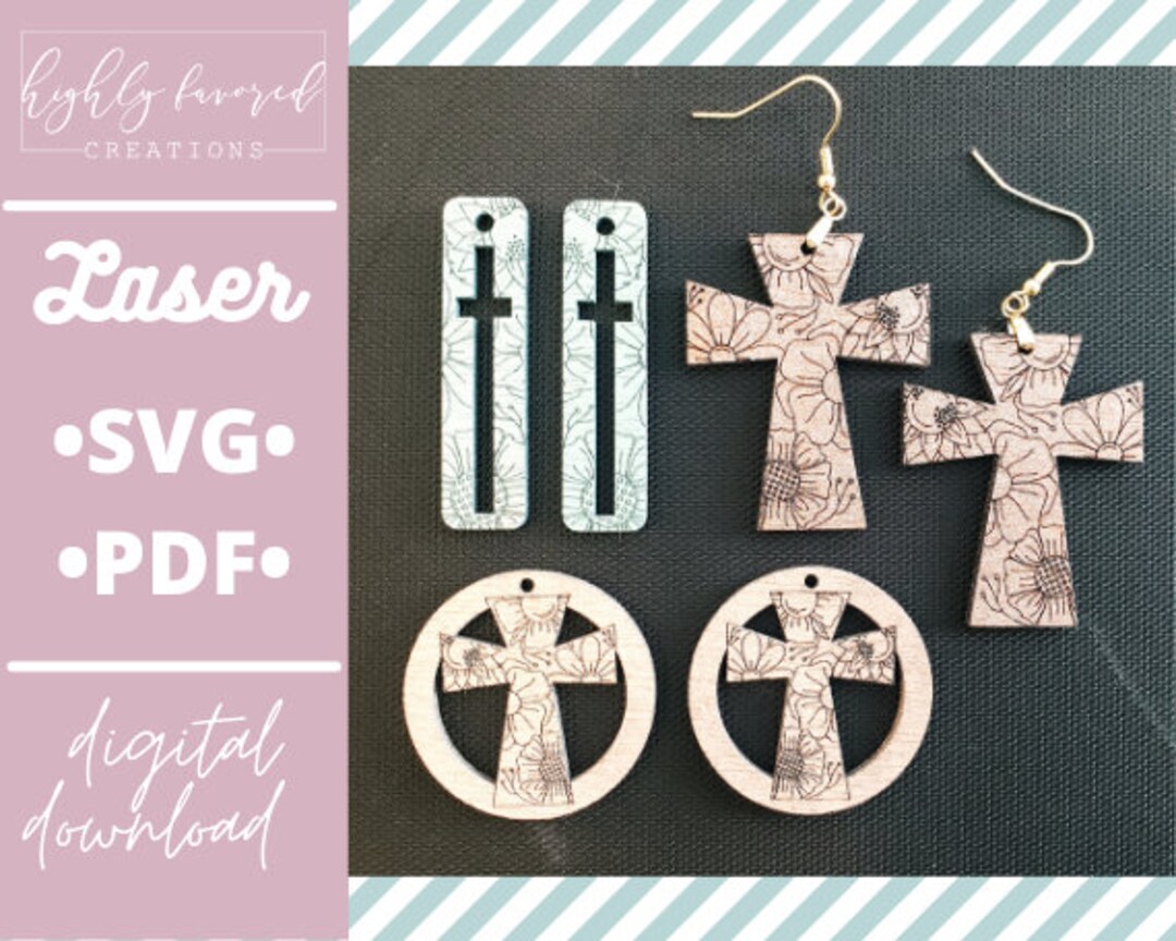 Flower Cross Earring SVG Bundle - Etsy